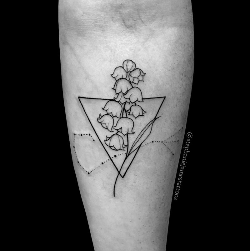 Geometric, Flower, Linework tattoo by Stephanie James